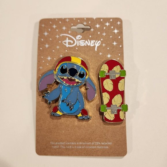 Disney | Accessories | Disney Lilo And Stitch Skateboard Enamel Pin Set ...